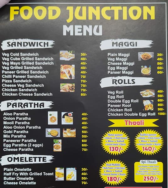 Menu of Food Junction, Zeta 1, Greater Noida