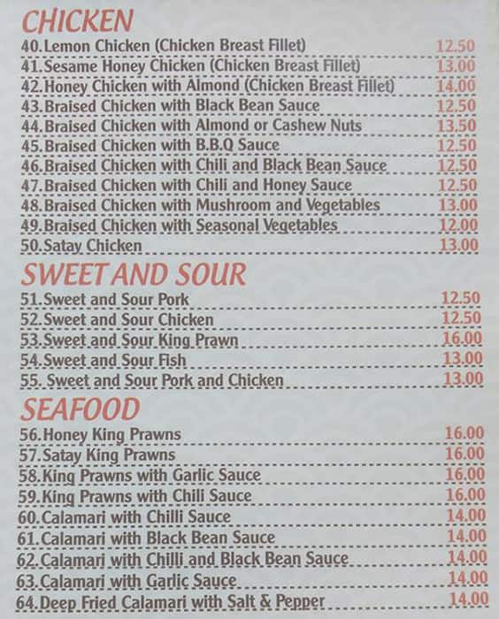 Menu at Panda Inn fast food, Petrie