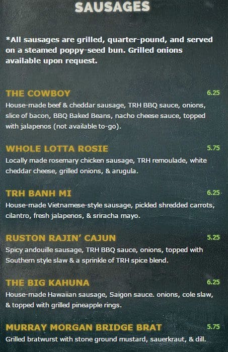 Menu at Red Hot pub & bar, Tacoma, 6th Ave