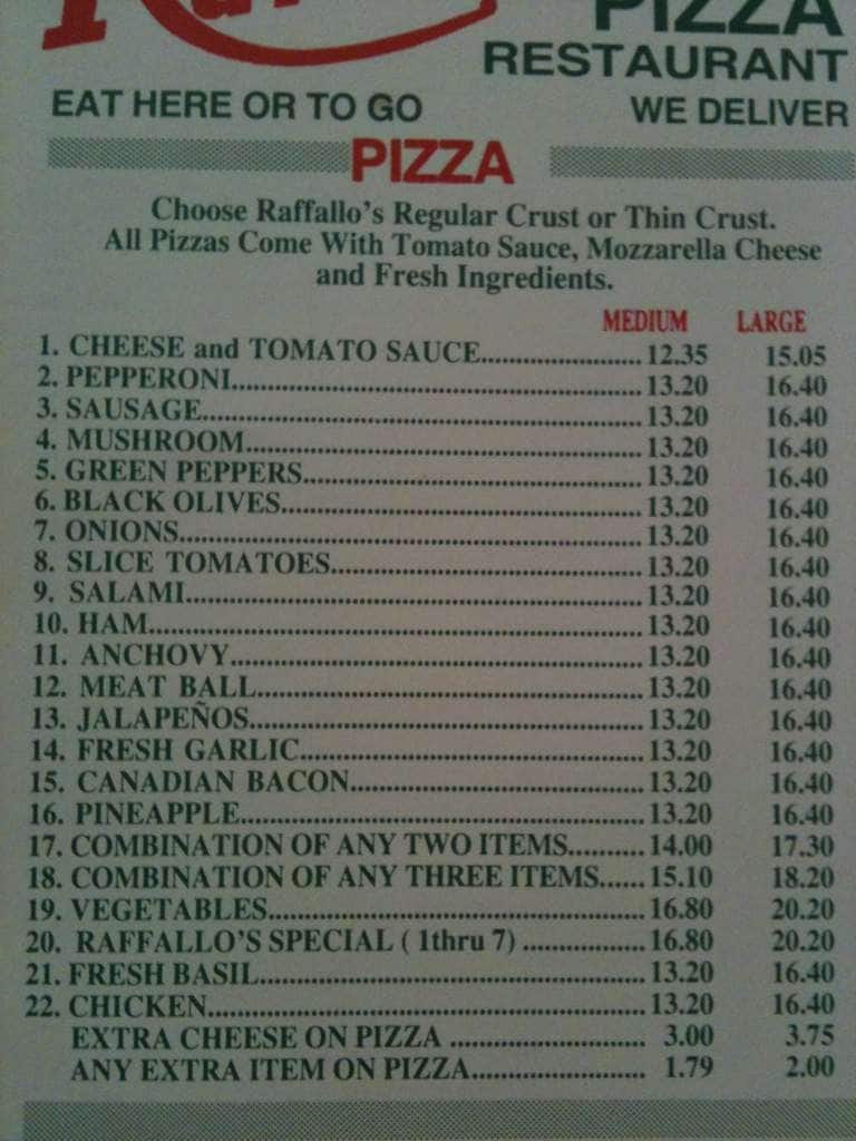 Raffallo's Pizza Menu, Menu for Raffallo's Pizza, Hollywood, Los ...