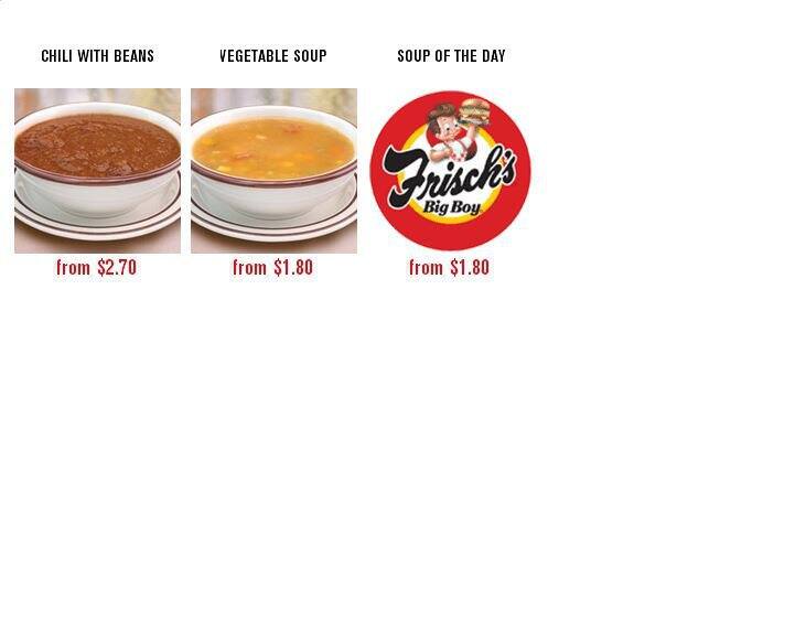 Menu at Frisch's restaurant, Wilmington