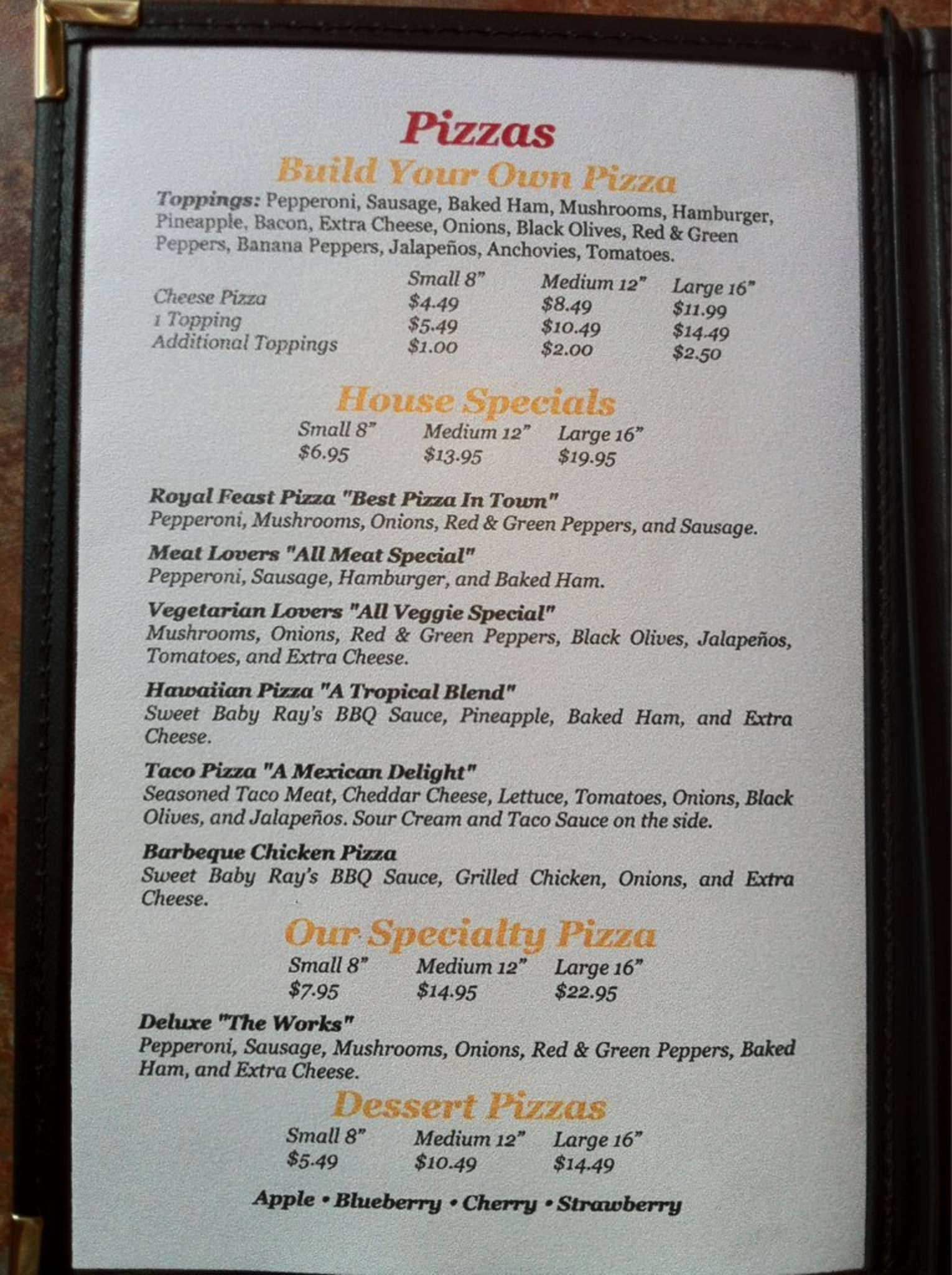 Menu at Sir Pizza pizzeria, North Myrtle Beach, Hwy 17 S