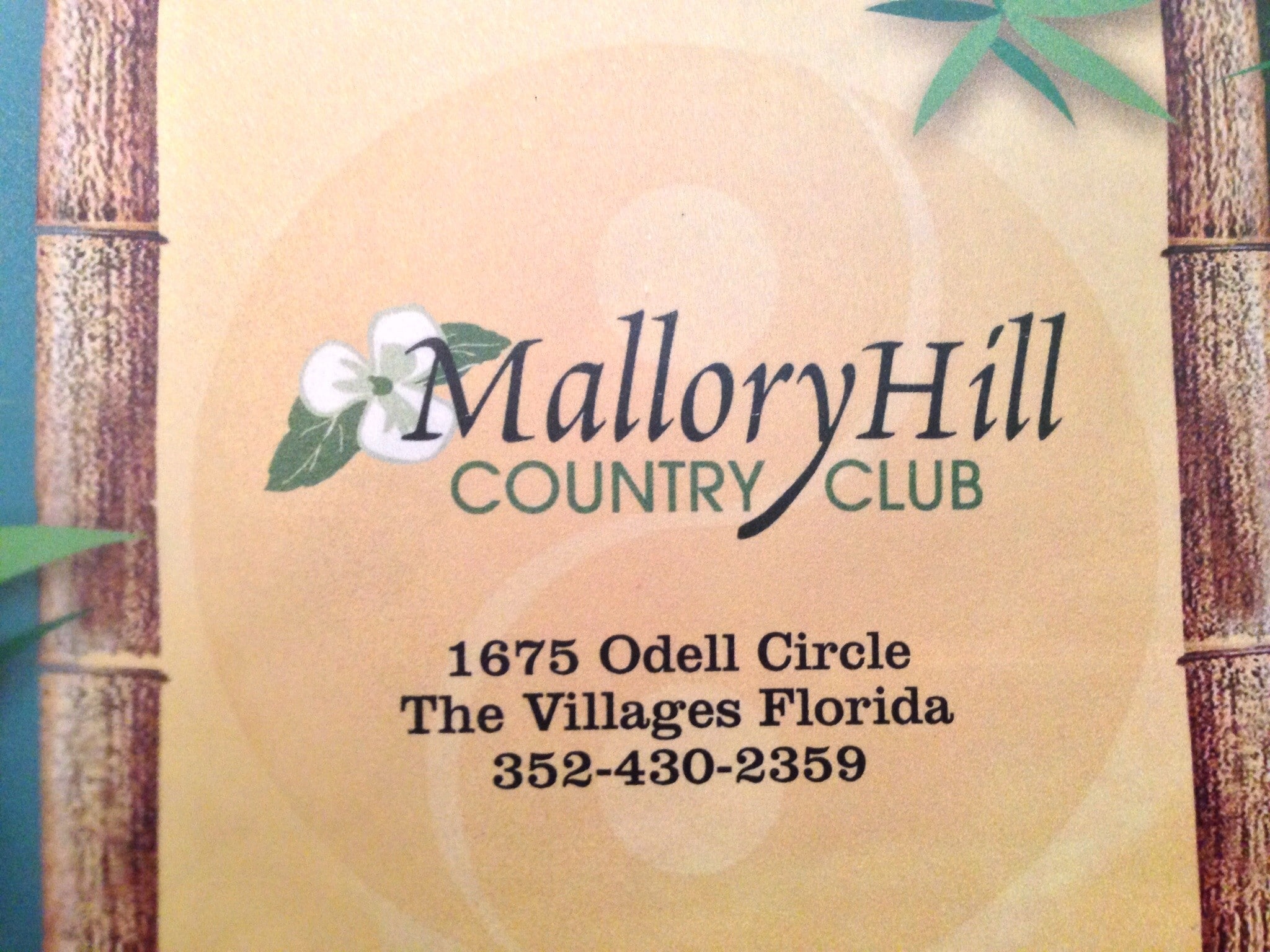 Menu at Mallory Hill Country Club, The Villages