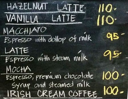 Menu at The Coffee House, Cebu City