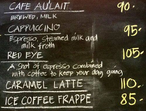 Menu at The Coffee House, Cebu City