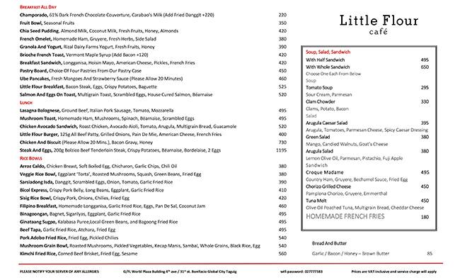 Menu at Little Flour Café cafe, Taguig, Ground Floor