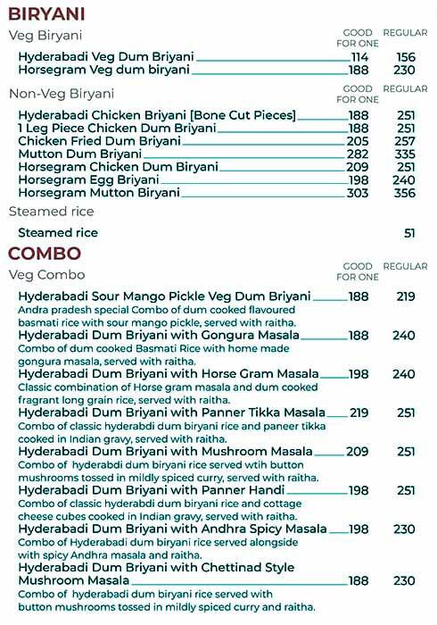 Menu of Basmati Biriyani Nation, Whitefield, Bangalore
