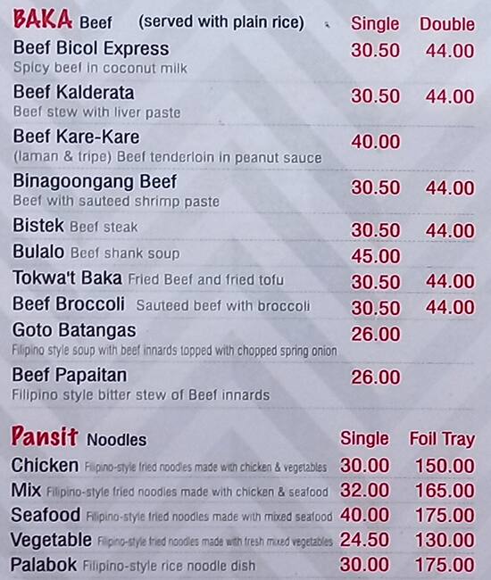 Menu at Sarap Nation restaurant, Dubai