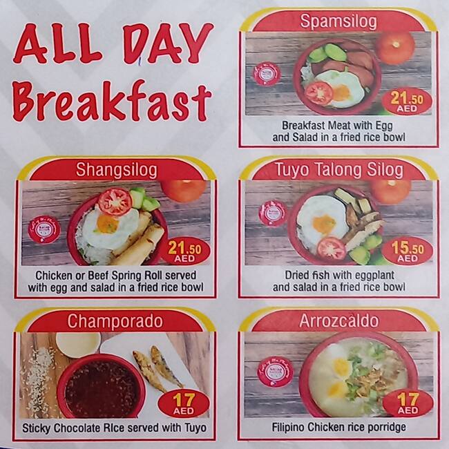 Menu at Sarap Nation restaurant, Dubai