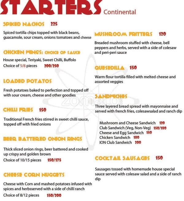 Menu at ION BAR & KITCHEN, Bengaluru