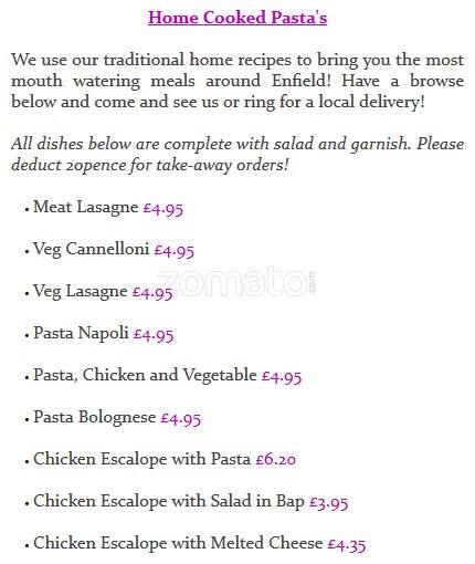 Menu at Papadelli cafe, Enfield, 48 Church St