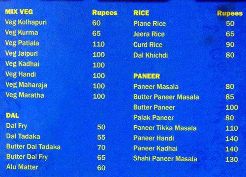 Menu at Cafe Charminar, Pune