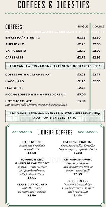 Menu at Gusto Italian pub & bar, Manchester, 756 Wilmslow Rd