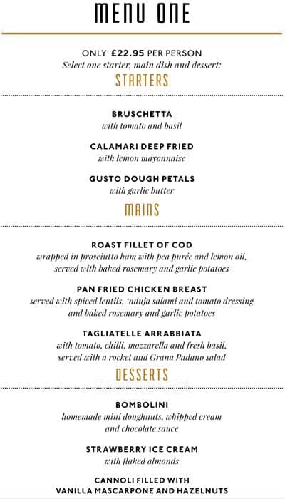 Menu at Gusto Italian pub & bar, Manchester, 756 Wilmslow Rd