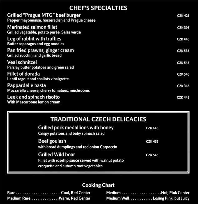Menu at Midtown Grill - Prague Marriott Hotel steakhouse, Prague