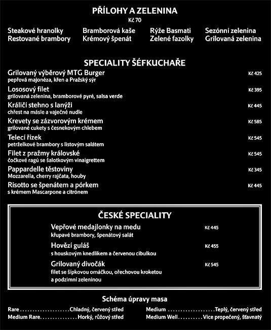 Menu at Midtown Grill - Prague Marriott Hotel steakhouse, Prague