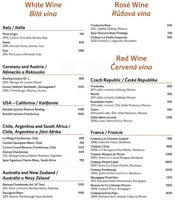 Menu at Midtown Grill - Prague Marriott Hotel steakhouse, Prague