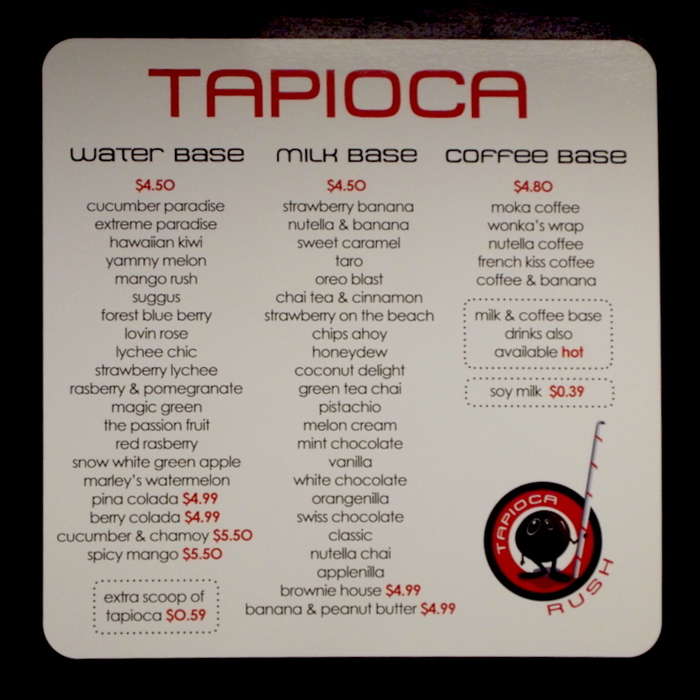 Tapioca Rush Menu, Menu untuk Tapioca Rush, Mission, McAllen ...