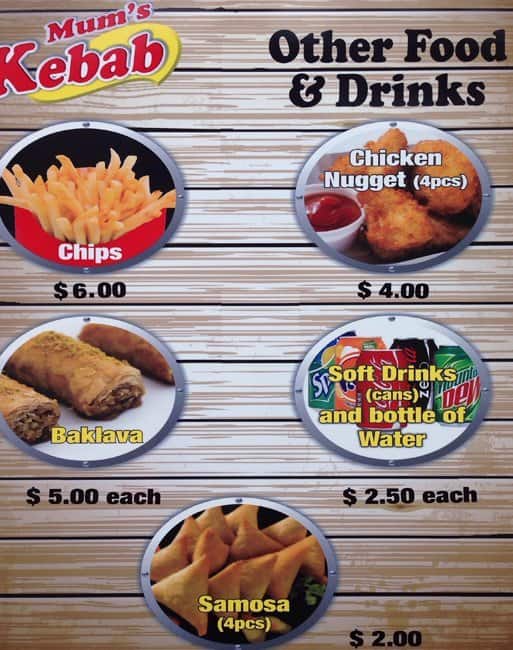 Menu at Mum's Kebabs and Burgers Tarneit restaurant, Tarneit