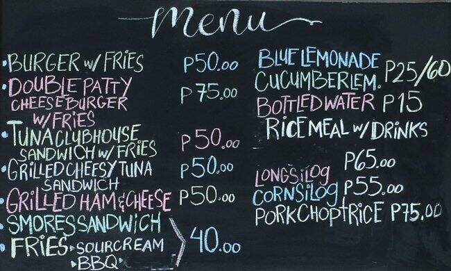 Menu at Cafe 3:16, Lapu-Lapu City