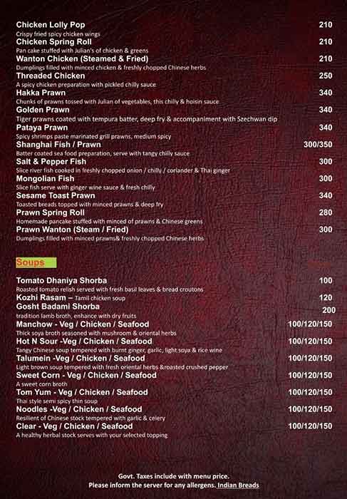 Menu at The Hangout, Pune, Gate No 1131