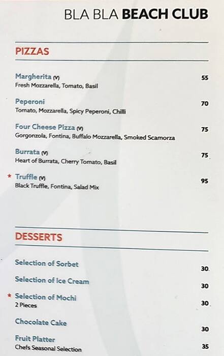 Menu at Onda Italian Restaurant, Dubai
