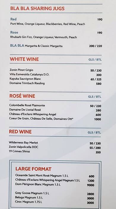 Menu at Onda Italian Restaurant, Dubai