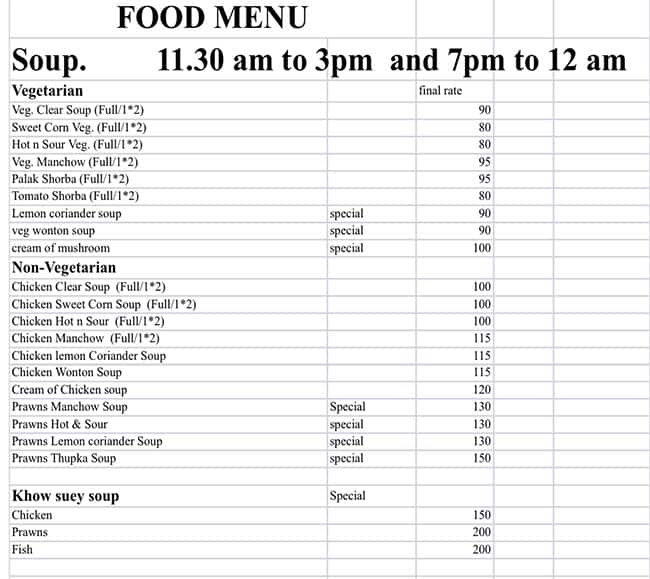 Menu of The Chembur Gymkhana - Phase 2, Chembur, Mumbai