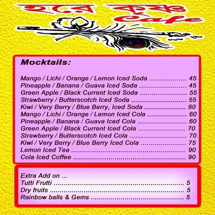 Menu of Hare Krishna Cafe, Bhatpara, Kolkata