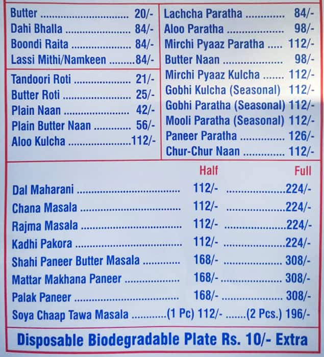 Menu at Civil Line Wala, Gurugram, Shop no. 81
