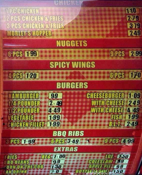 Menu at Croydon Morleys Fried Chicken fast food, Croydon