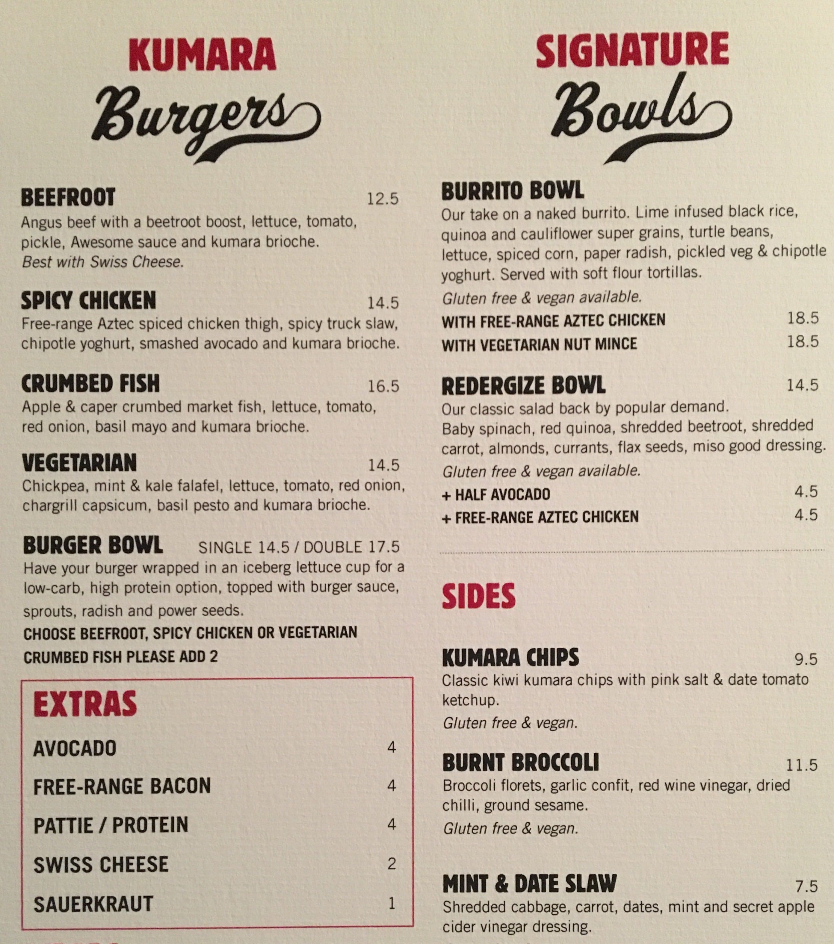 Menu at Food Truck Garage restaurant, Auckland, 234 Ponsonby Rd