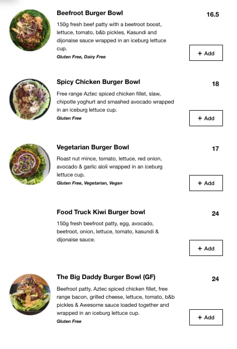 Menu at Food Truck Garage restaurant, Auckland, City Works Depot