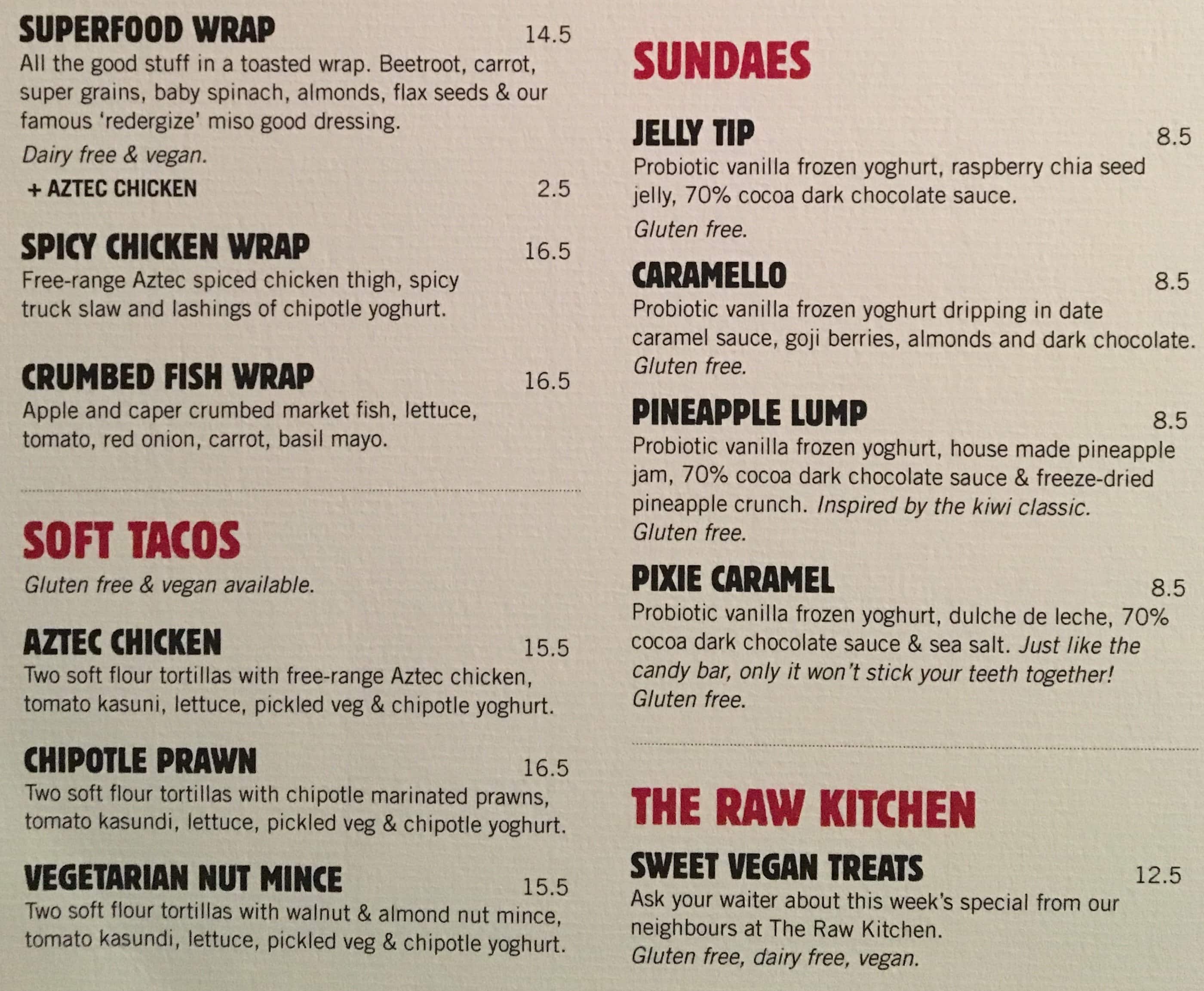 Menu at Food Truck Garage restaurant, Auckland, 234 Ponsonby Rd