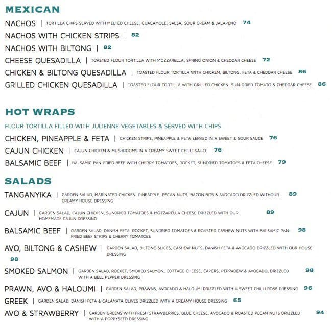 Menu at Baobab Café & Grill Wonderboom Junction restaurant, Pretoria ...