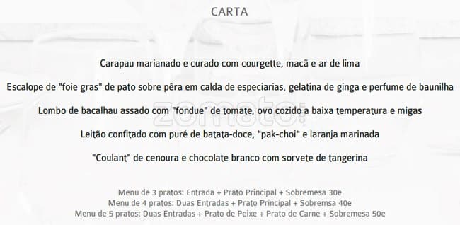 Menu at Alma cafe, Lisbon, Travessa das Almas