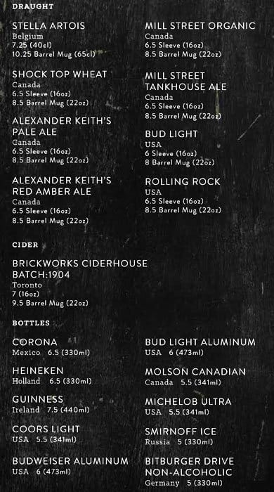 Menu at Pickle Barrel, Toronto, 2300 Yonge St