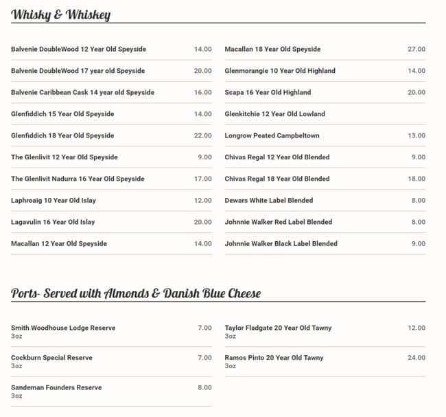 Menu at Briar Rose Chophouse & Saloon steakhouse, Breckenridge