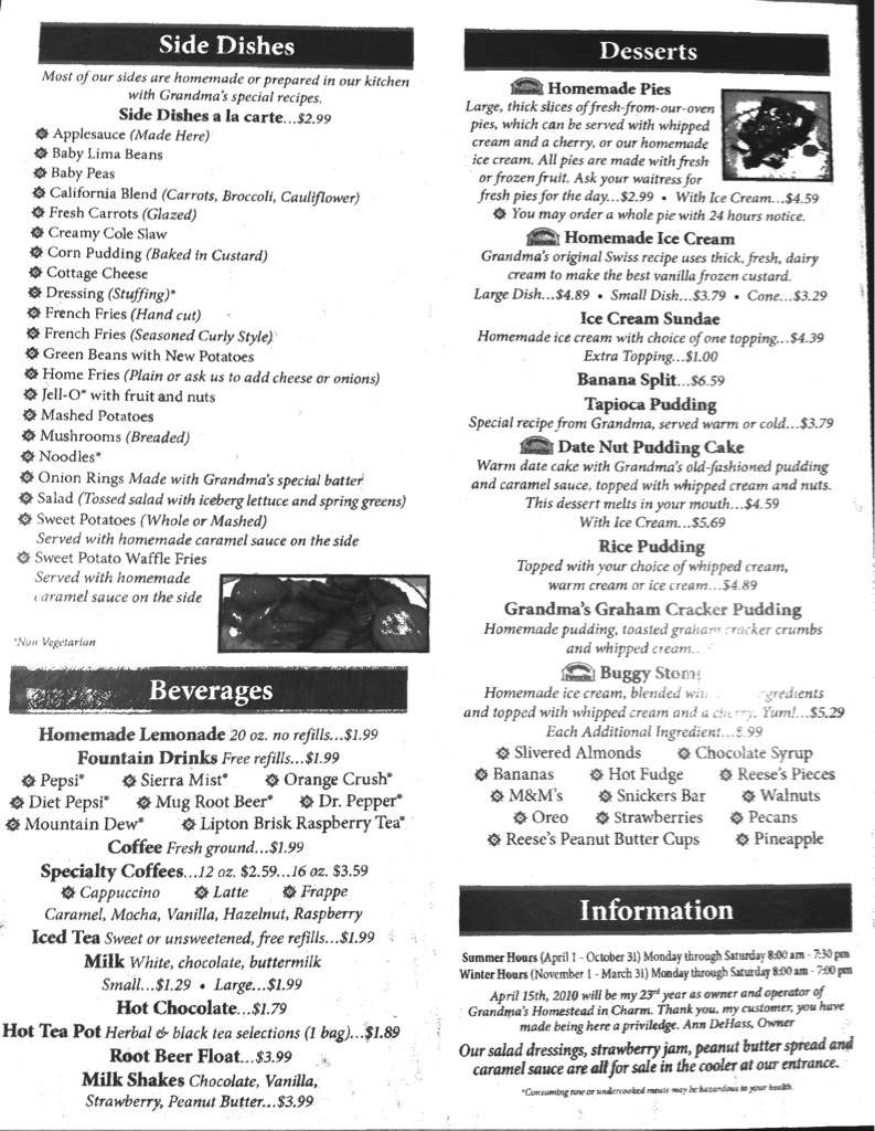 Menu at Charm Family Restaurant, Charm