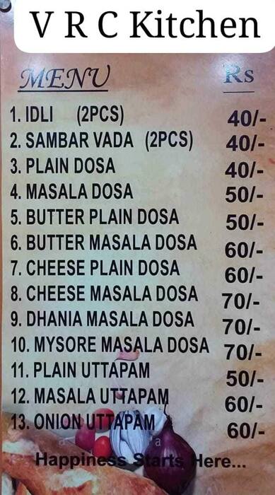 Menu of VRC Kitchen, Kandivali West, Mumbai