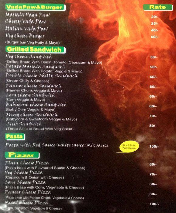 Menu at Cafe Sizzles, Kolkata, 120/B