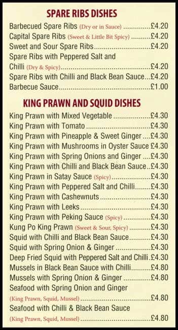 Menu at Wan Loi sgu restaurant, London