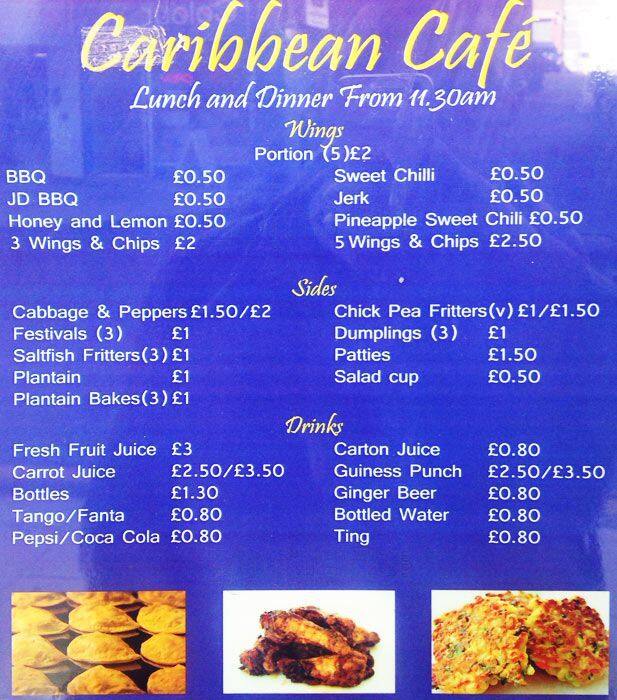 Menu at Caribbean Cafe, Croydon, 78D Frith Rd