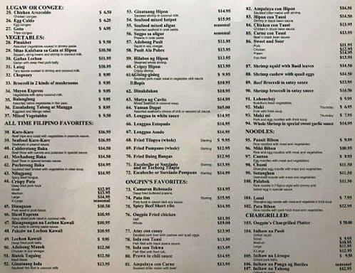 Menu at Little Ongpin Restaurant, Richmond