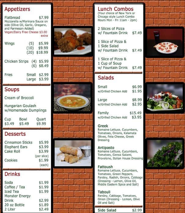 Menu at Renee's Gourmet Pizzeria, Southfield, Northwestern Highway