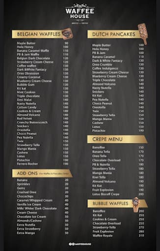 Menu of Waffee House, Kankanady, Mangalore