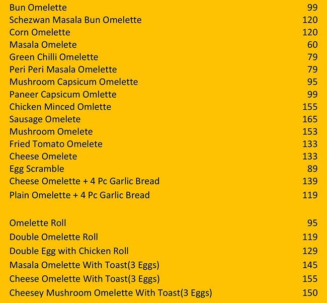 Menu of Egg 2 Omelette, Sarjapur Road, Bangalore