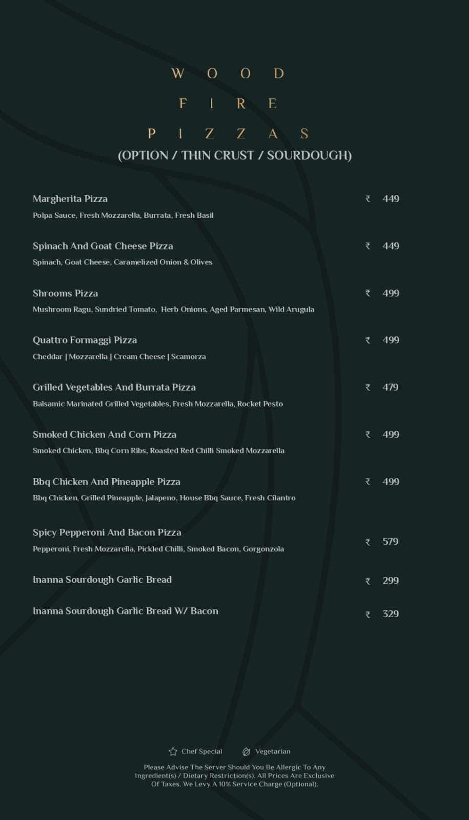 Menu at Inanna Taproom, Bengaluru