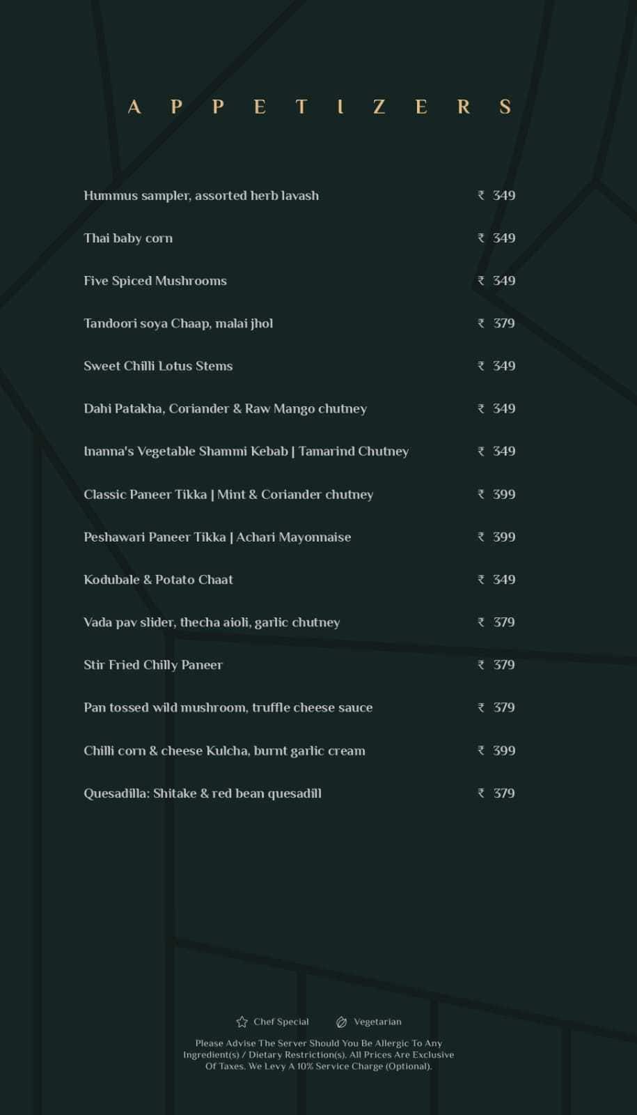 Menu at Inanna Taproom, Bengaluru