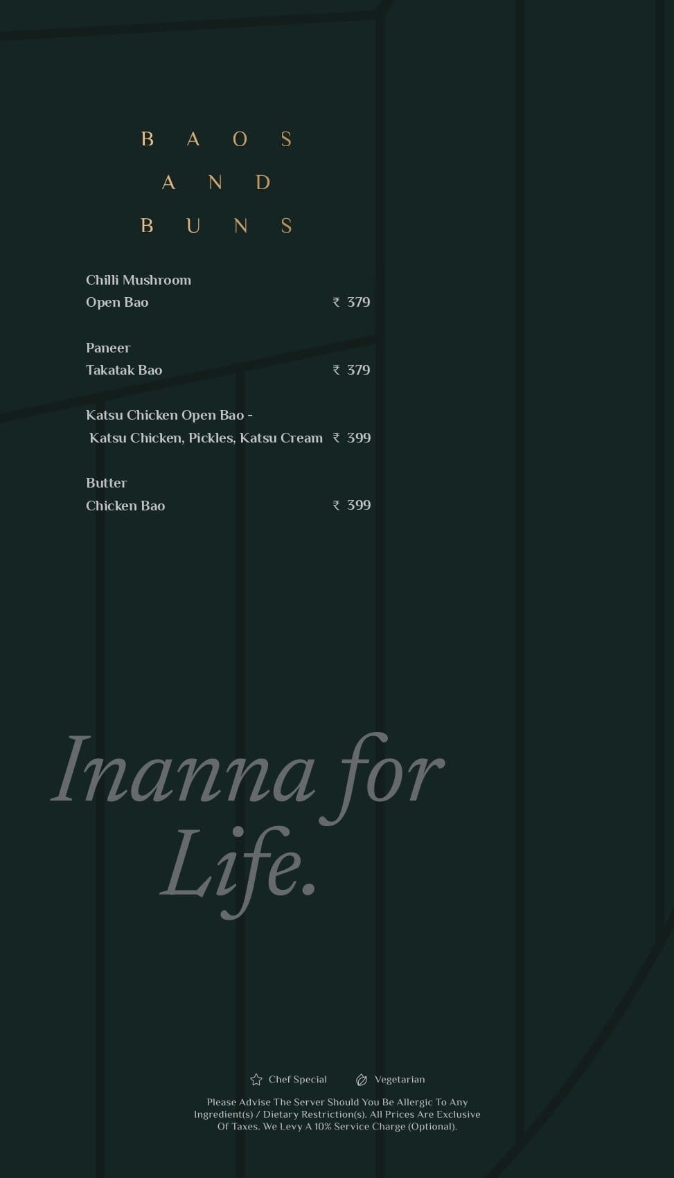 Menu at Inanna Taproom, Bengaluru